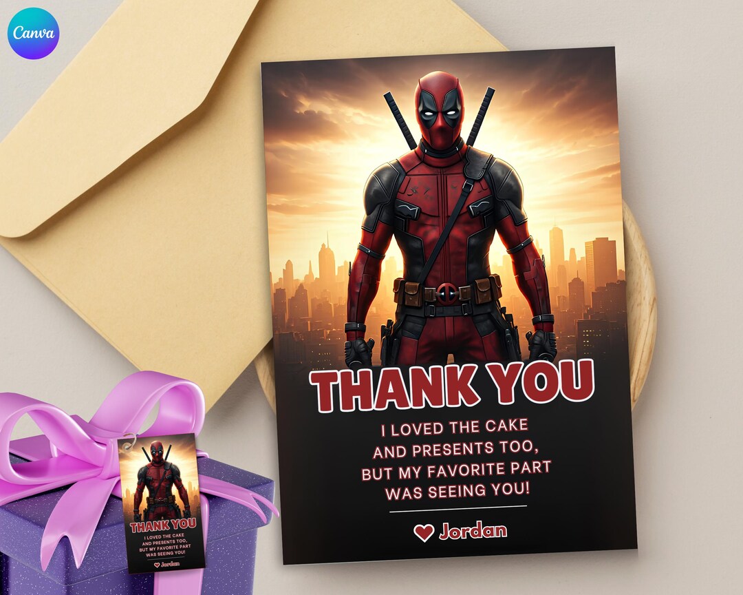 Printable Deadpool Birthday Thank You Printable Deadpool Thank You ...