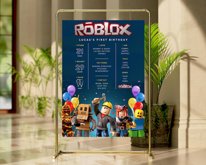 Personalised Roblox Birthday Party Roblox Milestone Sign Roblox Theme ...