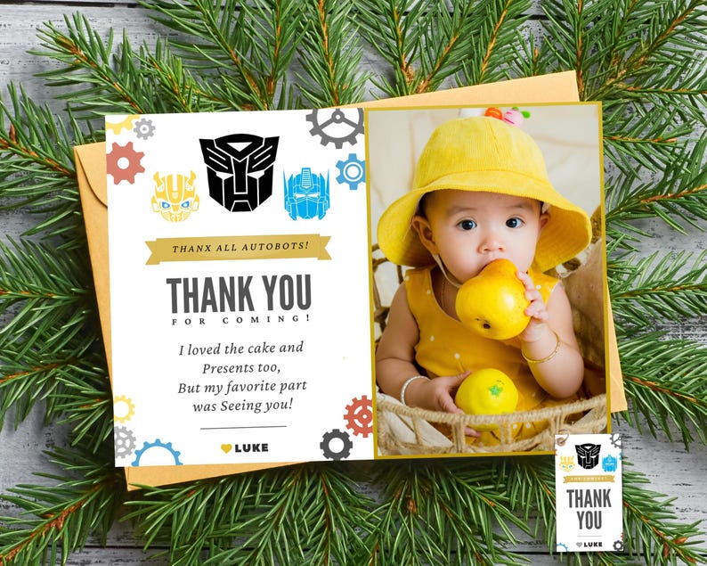 Rescue Bots Thank You Card Optimus Prime Thank You Autobots Party Gift ...