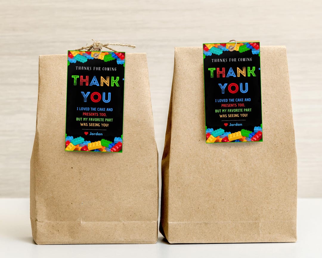 Building Blocks Birthday Thank You Tag Builder Blocks Gift Tag Building ...