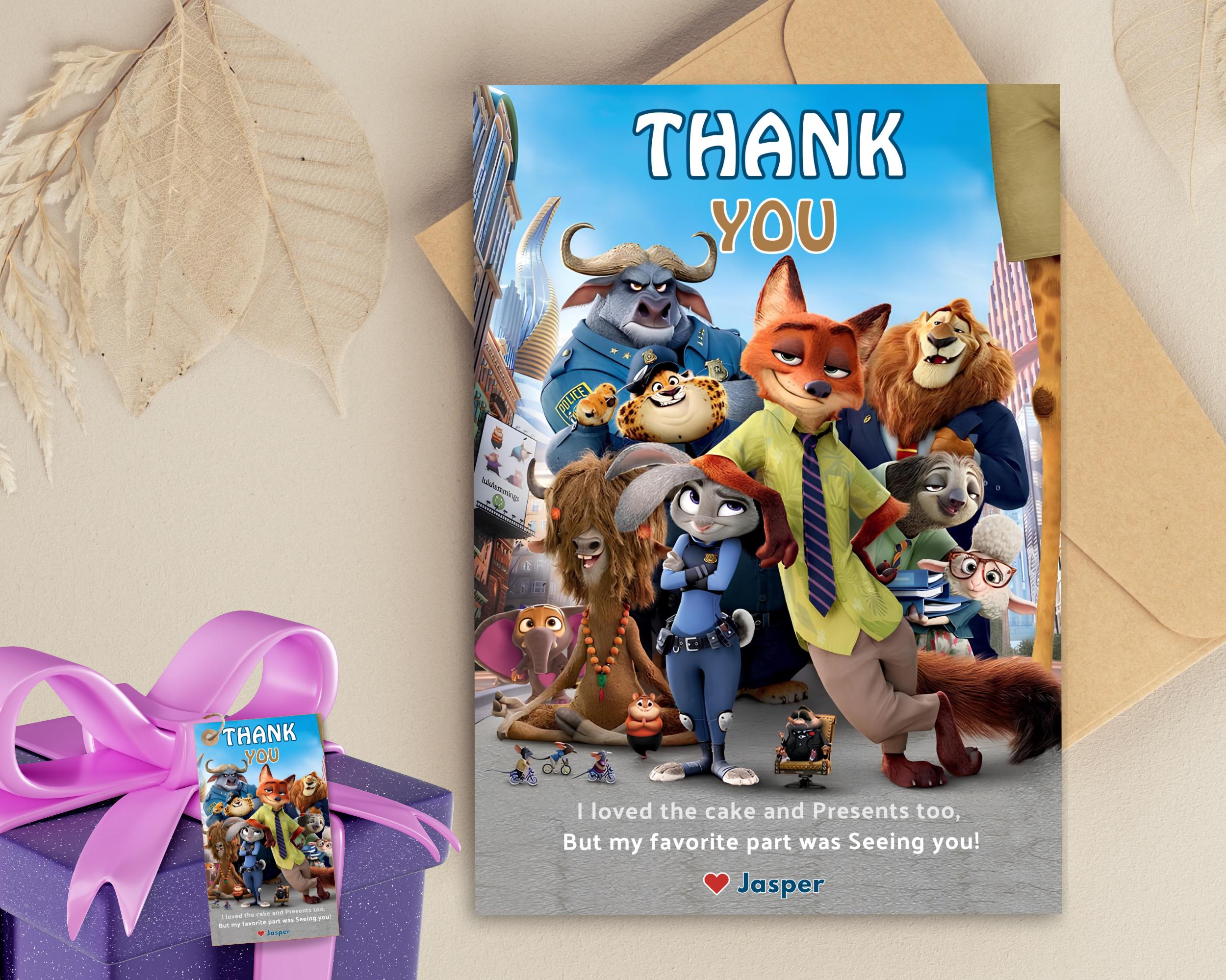 Printable Zootopia 2 Birthday Tag Zootopia 2 Thank You Tag Zootopia 2 ...