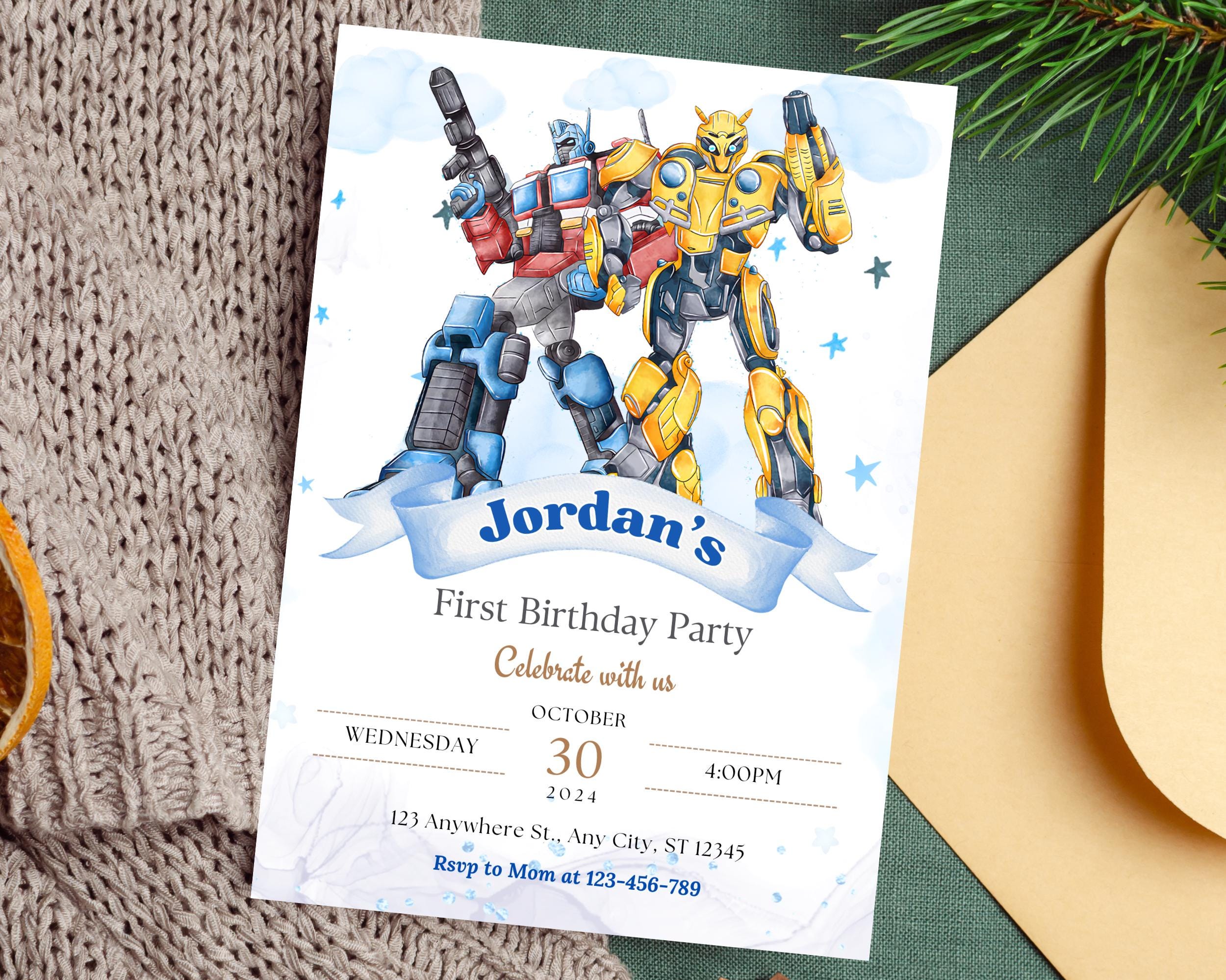 Transformer Invitation Optimus Prime Birthday Design Bumblebee Birthday ...