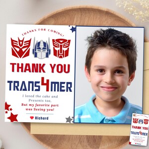 Transformers Birthday Thank You Card Transformers Thank You Tag Printed ...