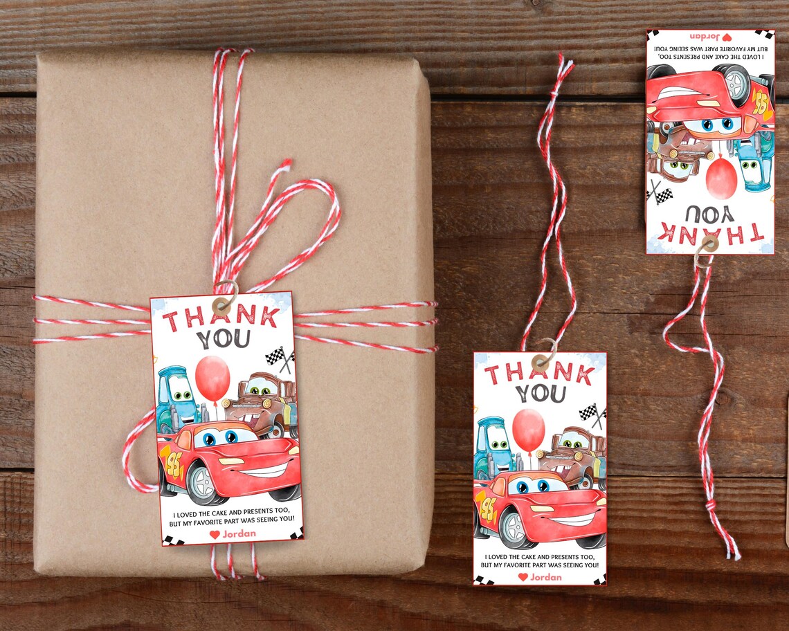 Printable Cars Birthday Party Tag Cars Lightning Mcqueen Tag Cars Theme ...