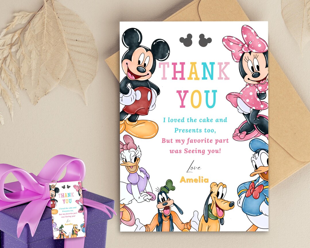Mickey Mouse Thank You Card Mickey Mouse & Friends Thank You Gift ...