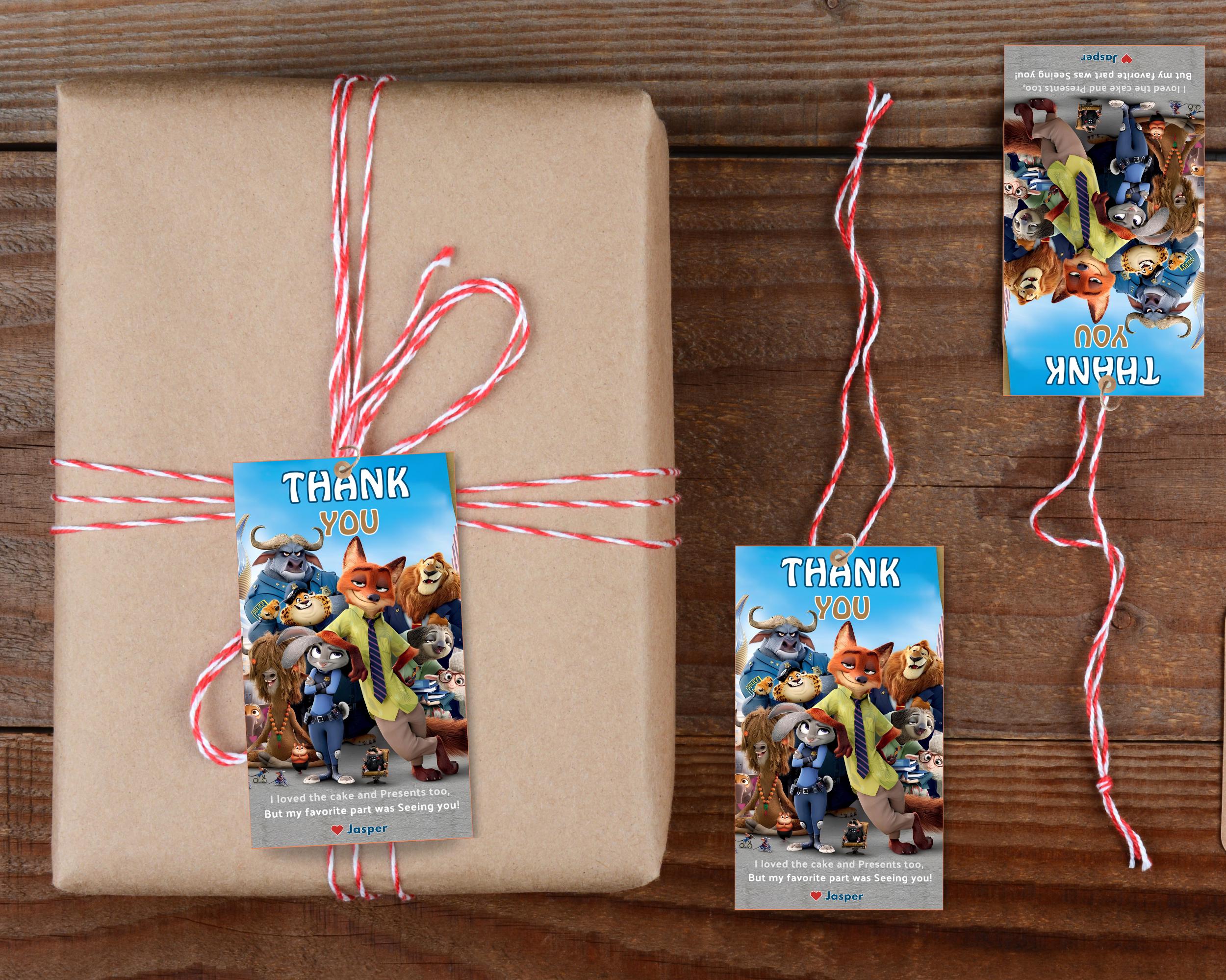 Printable Zootopia 2 Birthday Tag Zootopia 2 Thank You Tag Zootopia 2 ...