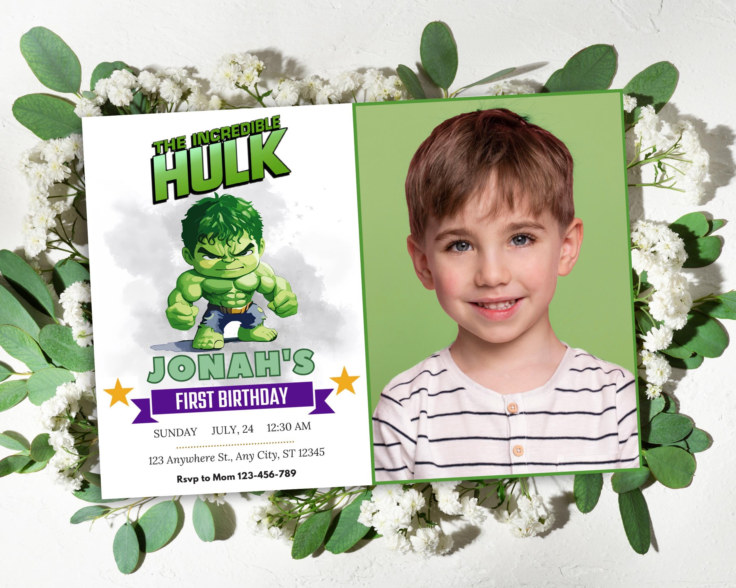 Editable Hulk Birthday Invitation With Photo the Incredible Hulk ...