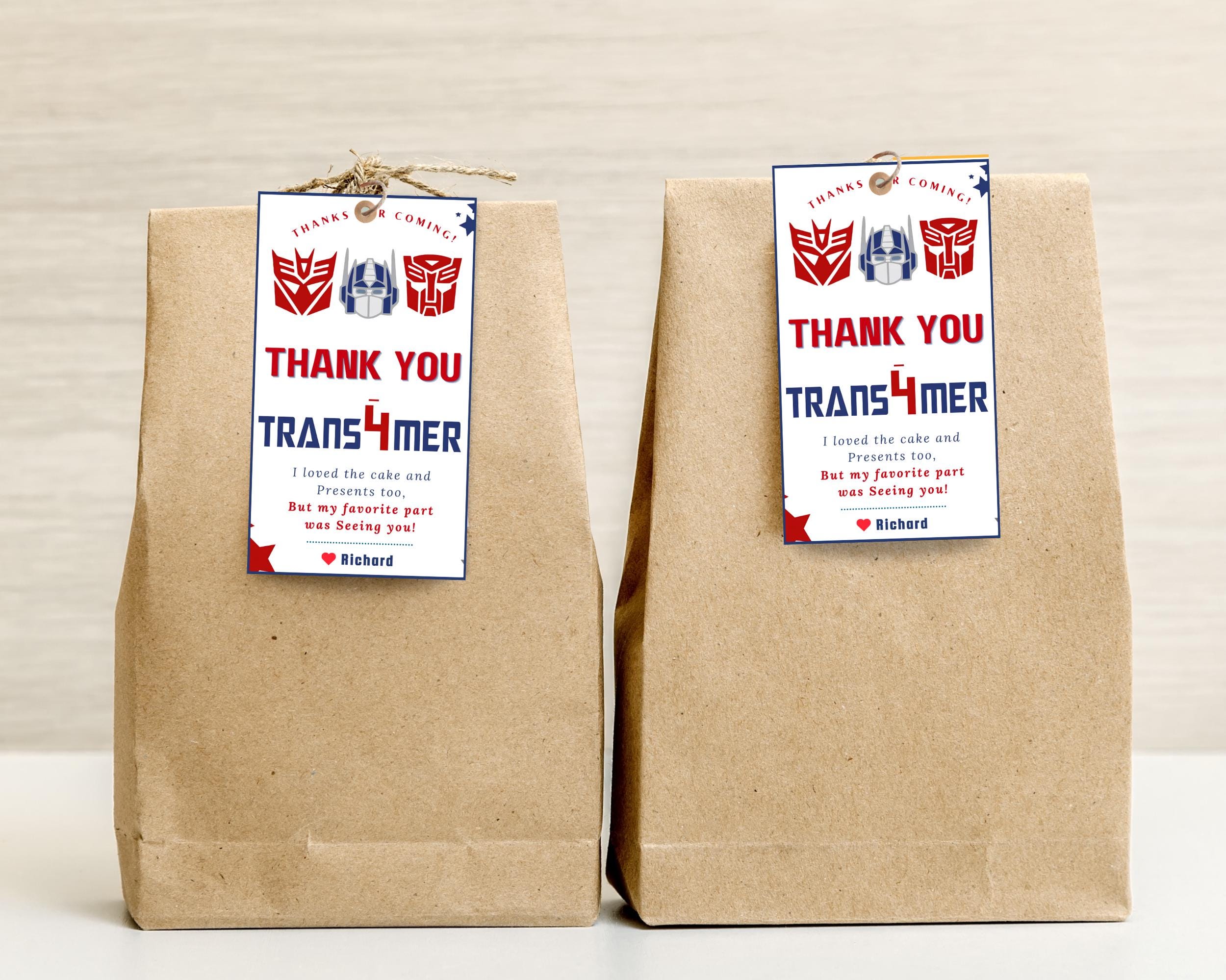 Transformers Birthday Thank You Card Transformers Thank You Tag Printed ...