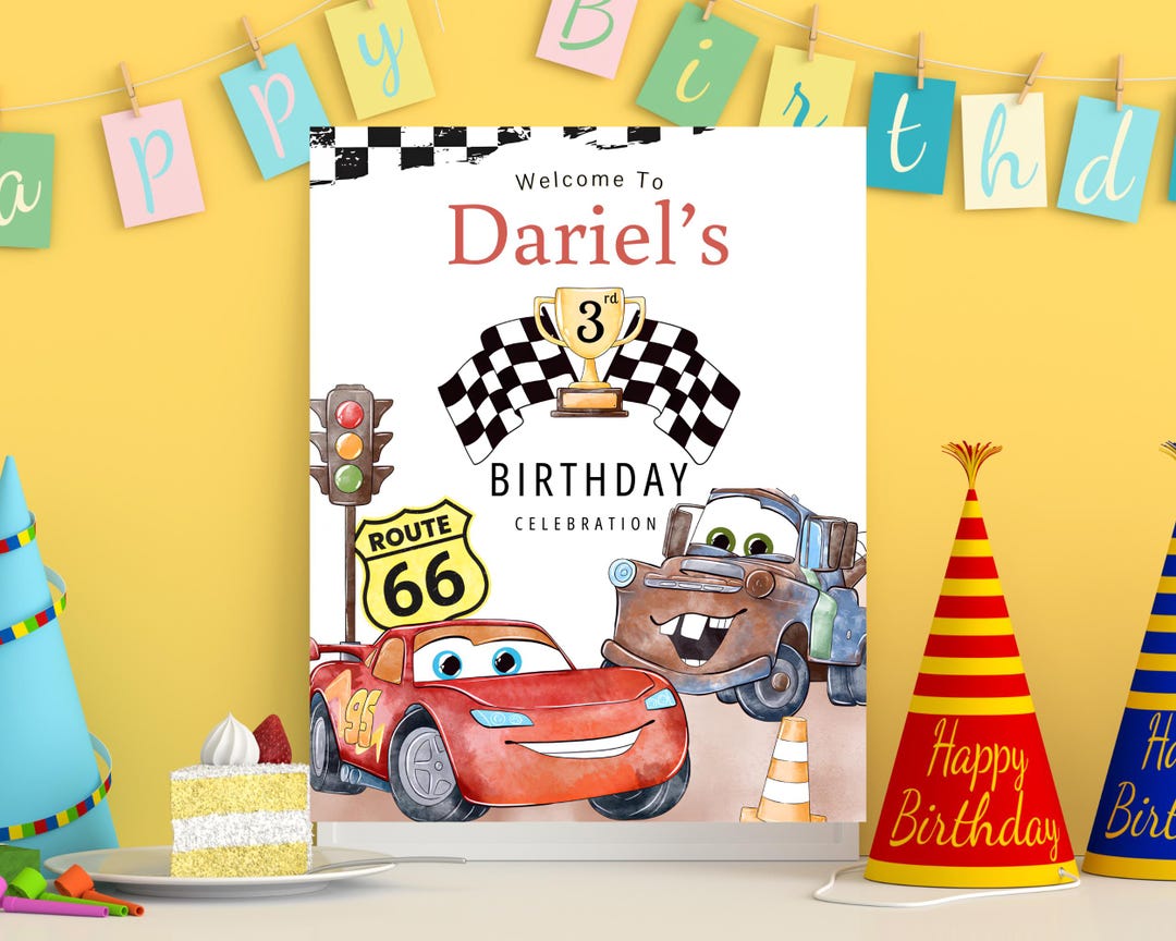 Cars Birthday Welcome Sign Cars Party Sign Cars Themed Door Mat Fast ...