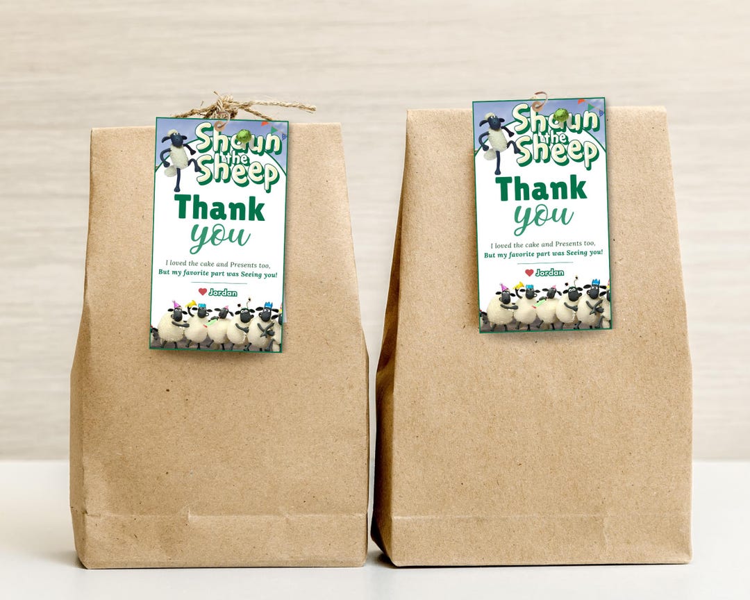Shaun the Sheep Birthday Tags Printable Sheep Thank You Tag Template ...