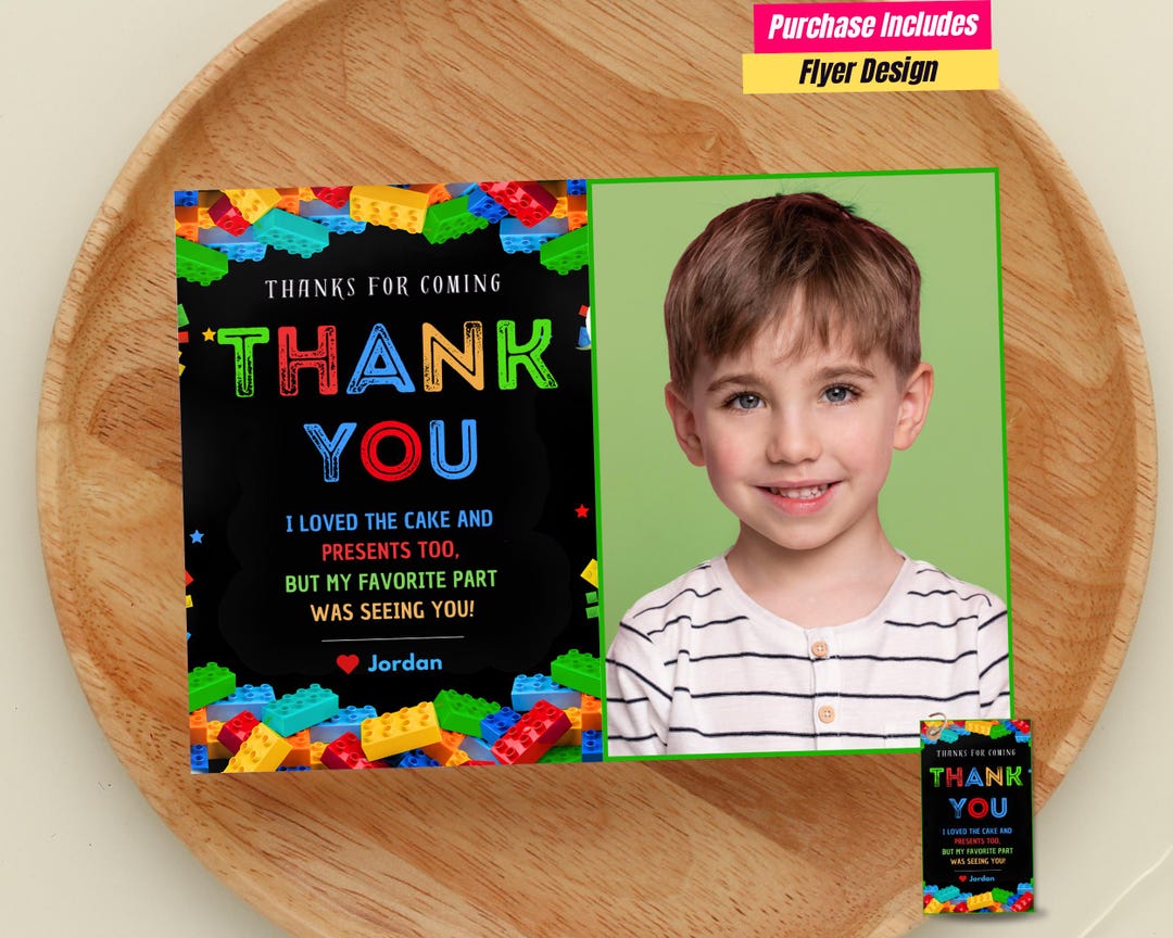 Building Blocks Birthday Thank You Photo Card Builder Blocks Gift Card ...
