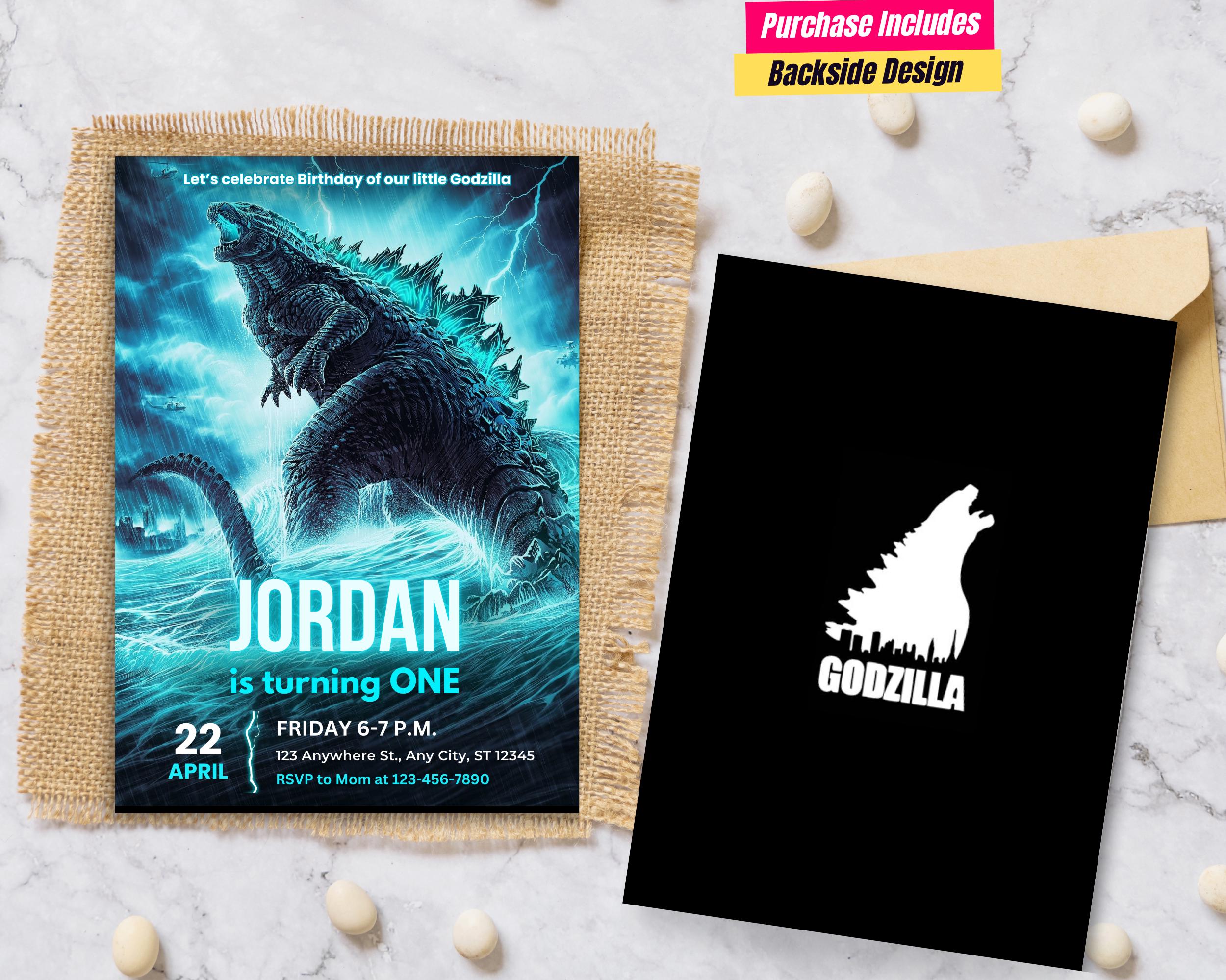 Editable Godzilla Invitation Godzilla Boys Birthday Invitation Godzilla ...