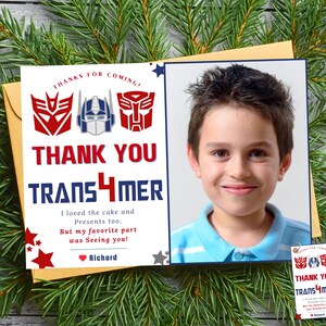 Transformers Birthday Thank You Card Transformers Thank You Tag Printed ...