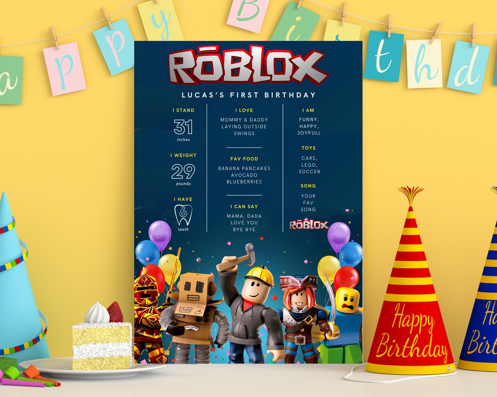 Personalised Roblox Birthday Party Roblox Milestone Sign Roblox Theme ...