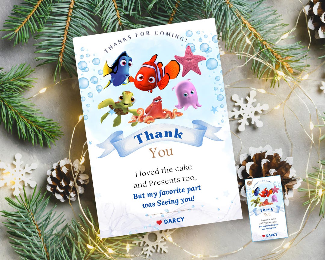 Finding Nemo Return Gift Card Nemo Goodie Bag Gift Underwater Nemo ...