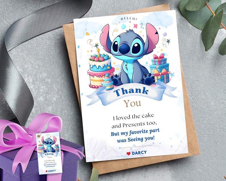 Stitch Birthday Party Tag Lilo & Stitch Thank You Tag Digital Stitch ...