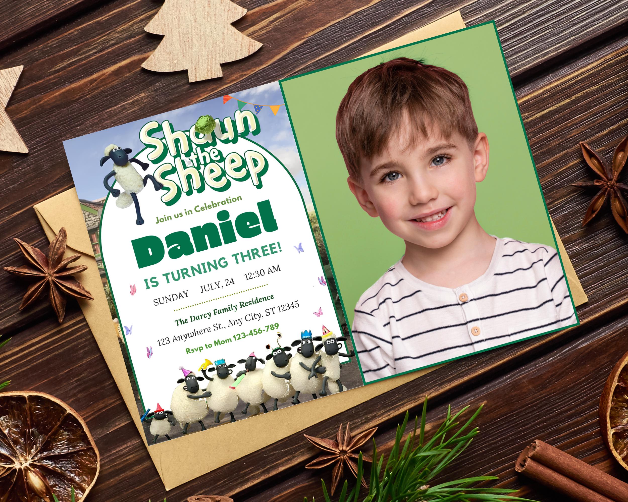 Shaun the Sheep Kids Birthday Invite Shaun the Sheep Invitation With ...