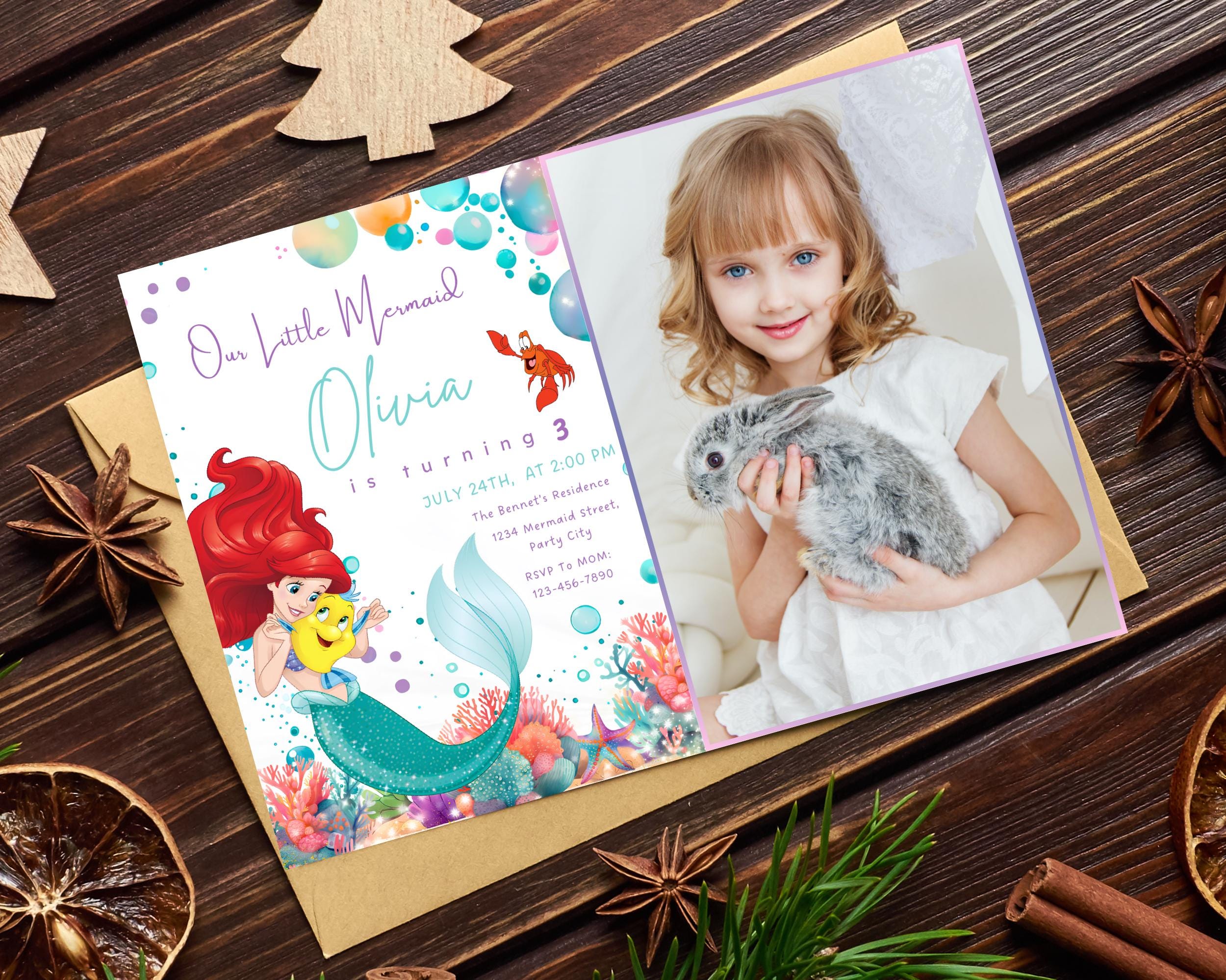 Printable Little Mermaid Birthday Invitation Ariel Birthday Invitation ...