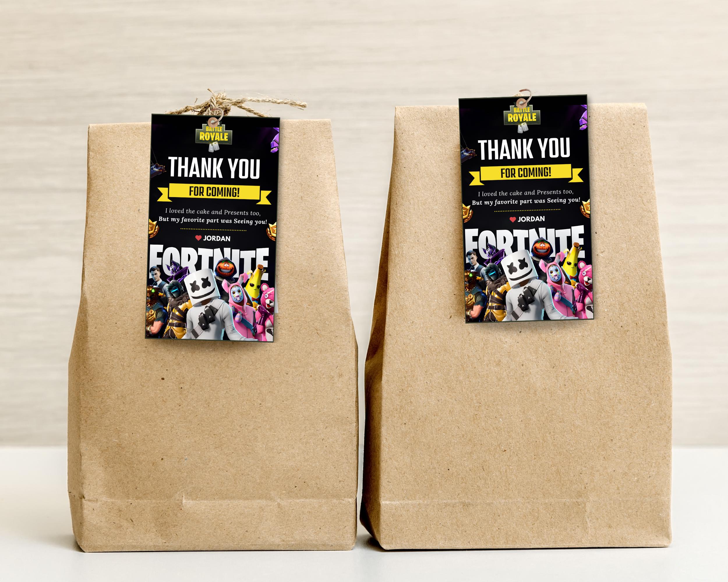 Printable Fort Game Thank You Tag Fort Game Birthday Tag Fort Night ...