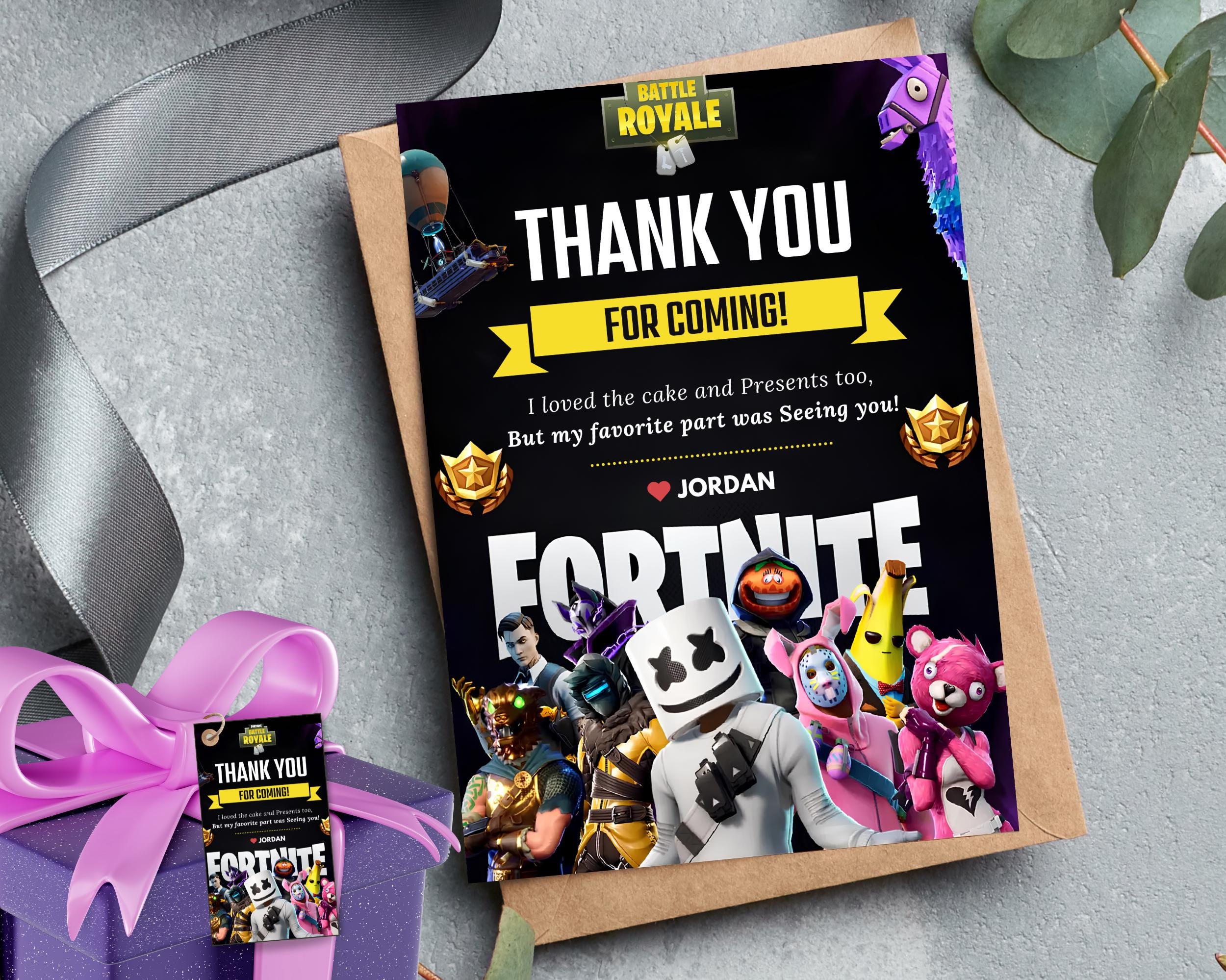 Printable Fort Game Thank You Tag Fort Game Birthday Tag Fort Night ...