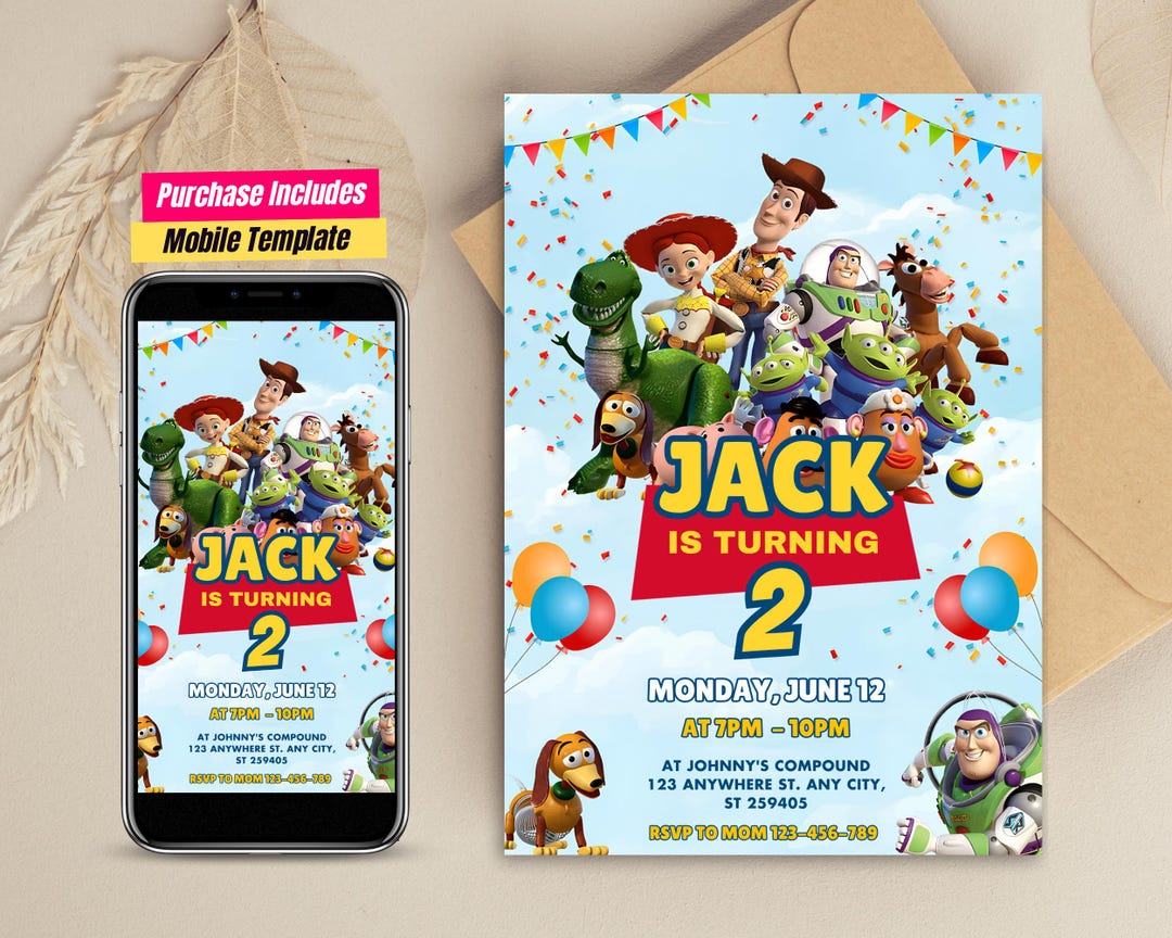 Editable Toy Story Birthday Invite Personalized Toy Story Bday Party ...