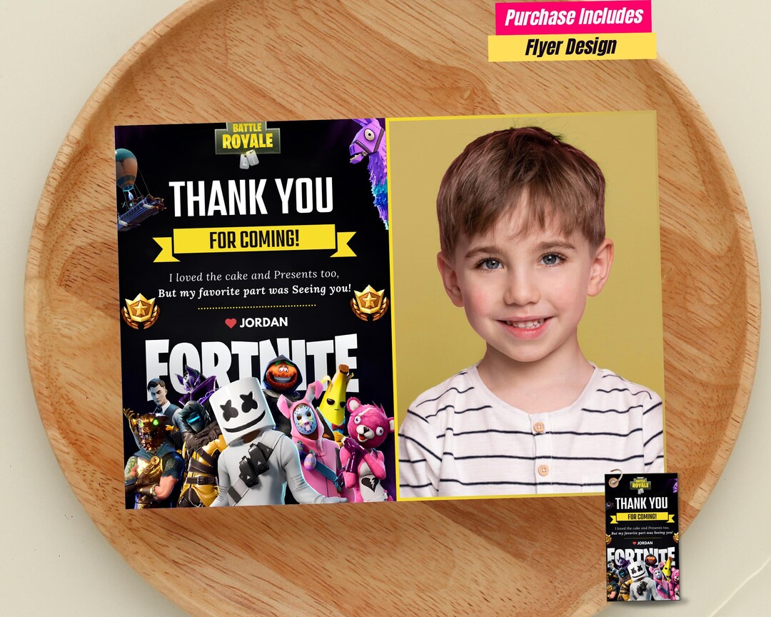 Fort Game Thank You Card With Photo Fort Game Invitation Fort Night ...