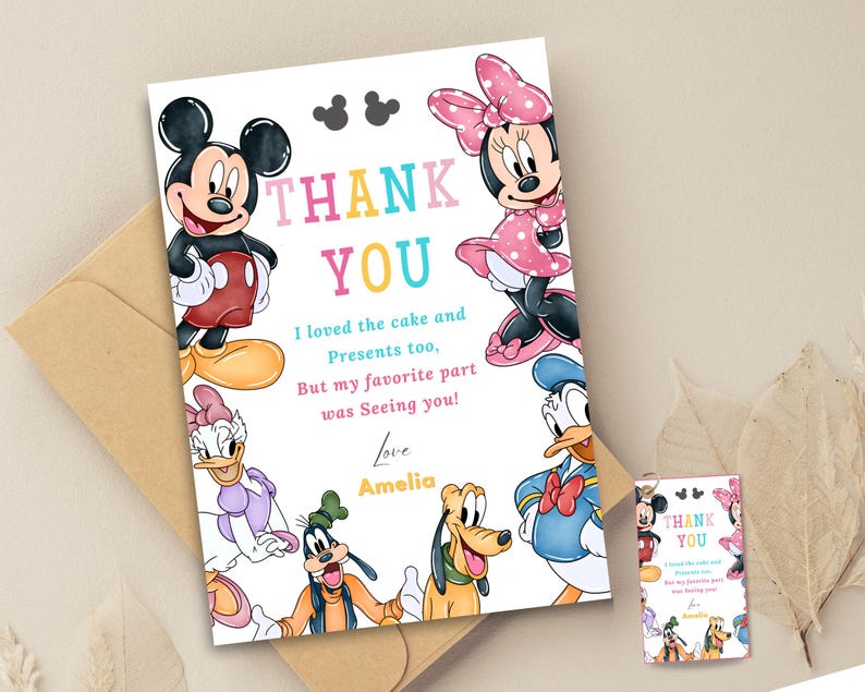 Mickey Mouse Thank You Photo Card Mickey Mouse & Friends Party Favors ...