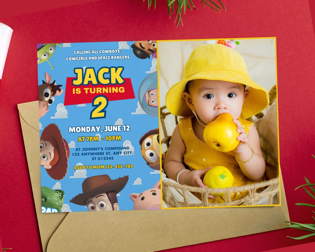 Toy Story Birthday Invitation Card With Photo Toy Story Theme Party ...
