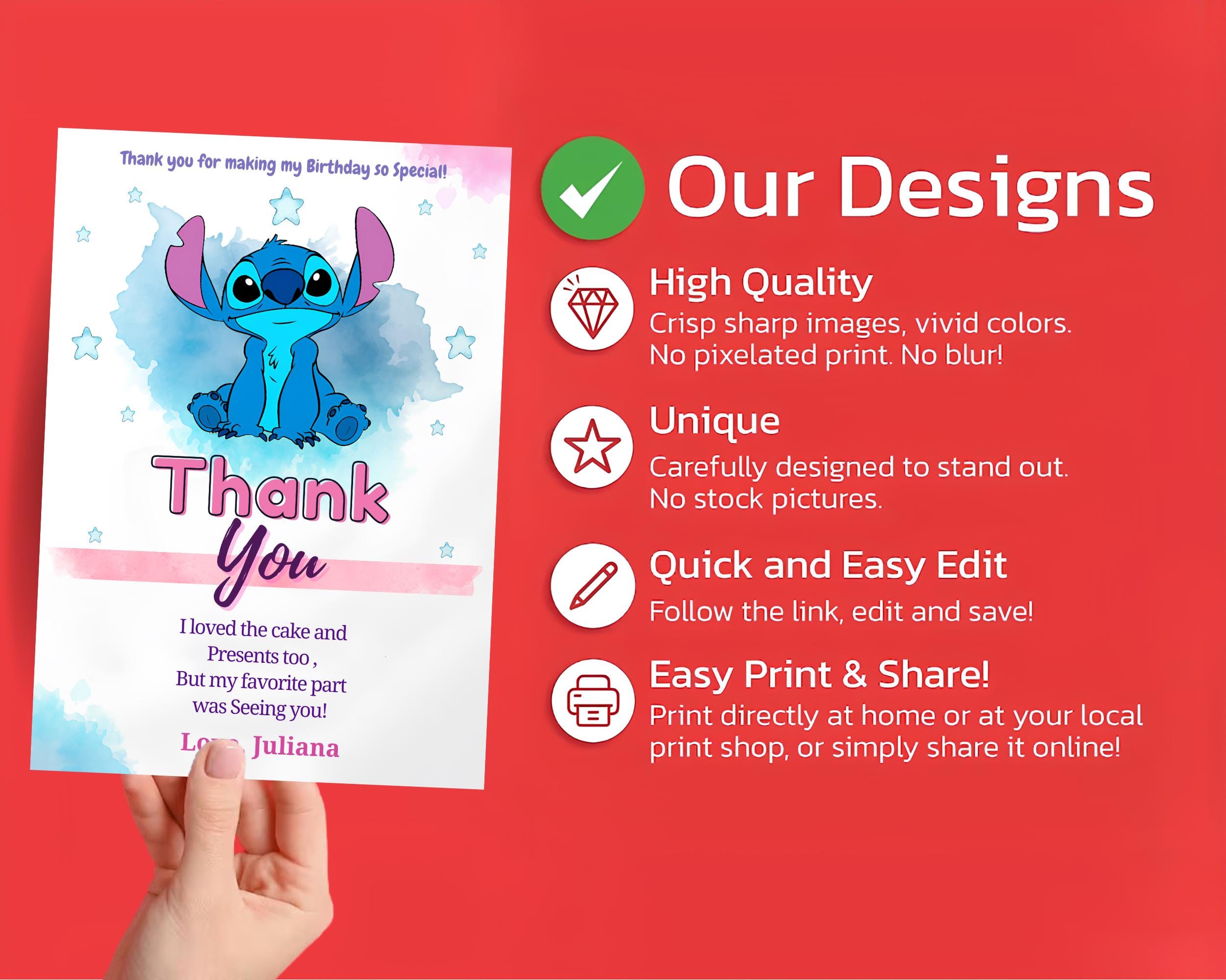 Stitch Birthday Thank You Photo Card Baby Lilo & Stitch Thank You Card ...