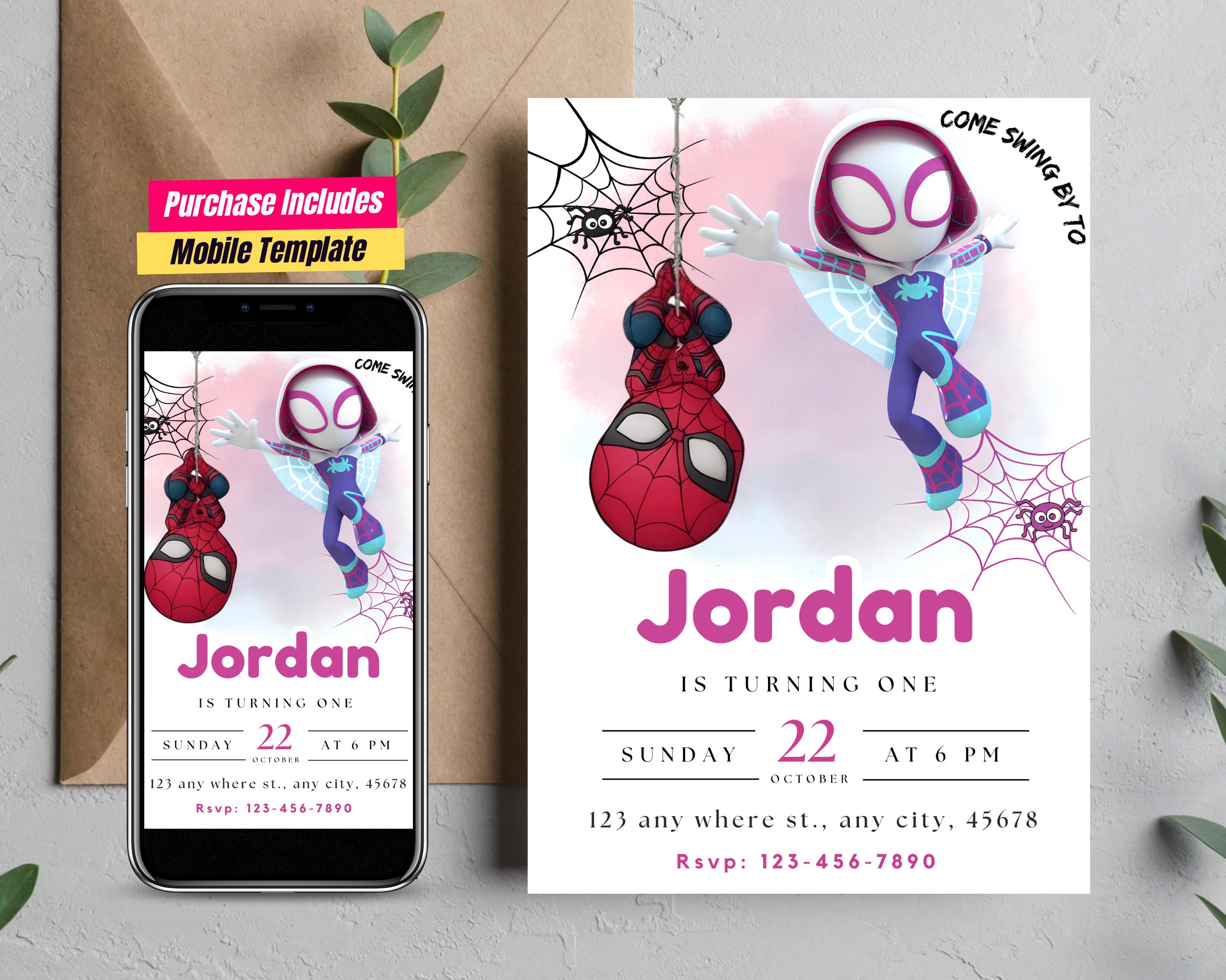 Ghost Spider Birthday Invitation Girl Spidey and His Amazing Friends ...
