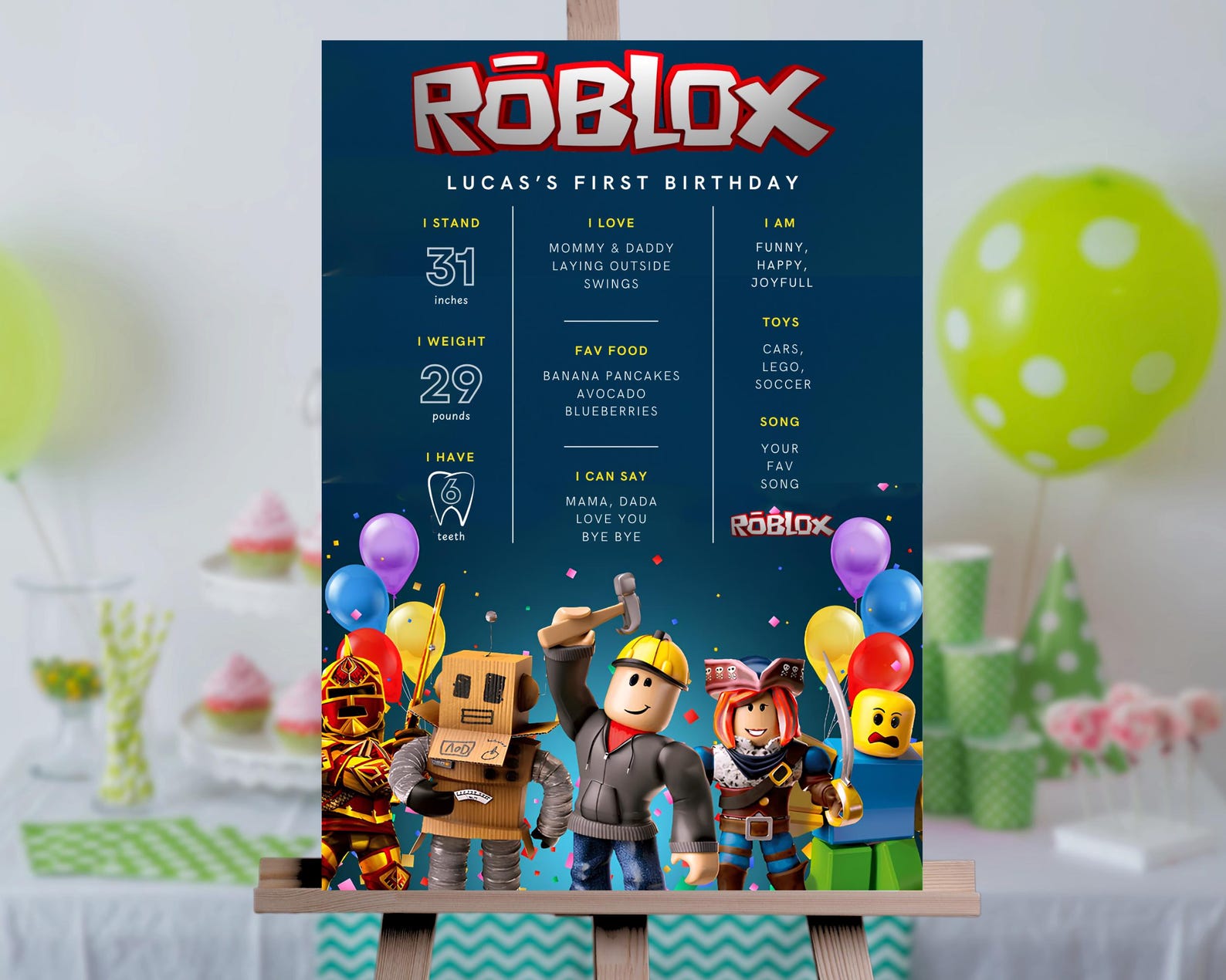 Personalised Roblox Birthday Party Roblox Milestone Sign Roblox Theme ...