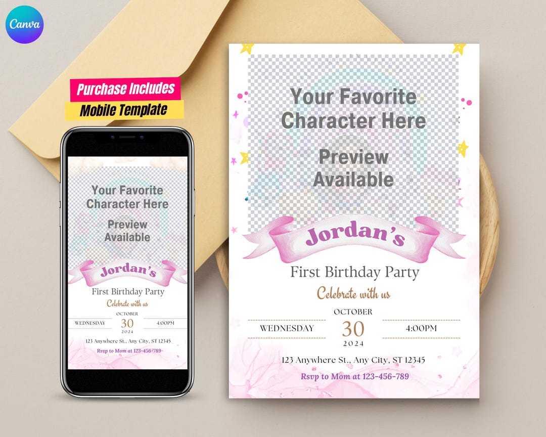 Gabbys Dollhouse Birthday Invitation Editable Gabby's Kids Birthday ...