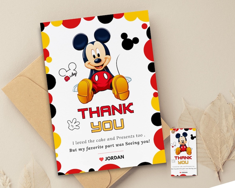 Mickey Mouse Thank You Tag Mickey Mouse Gift Tag Mickey Thank You Tag ...