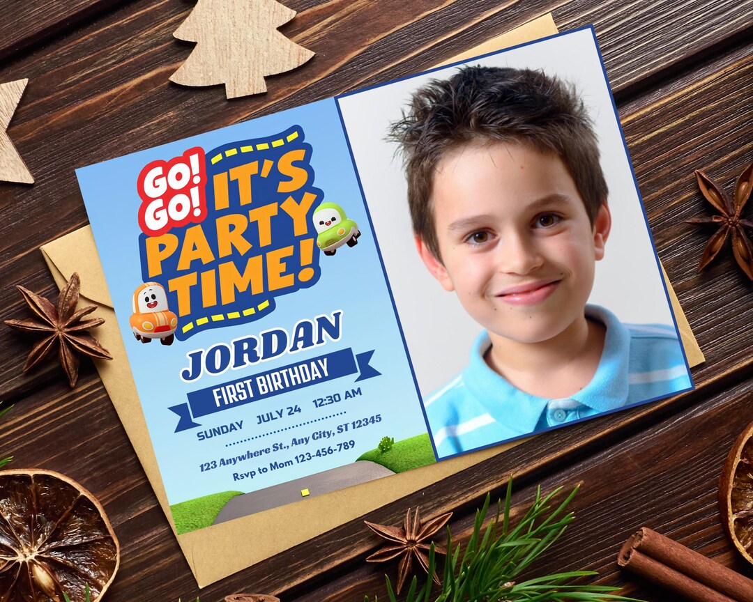 Go! Go! Cory Carson Birthday Invitation With Photo Go! Go! Birthday ...