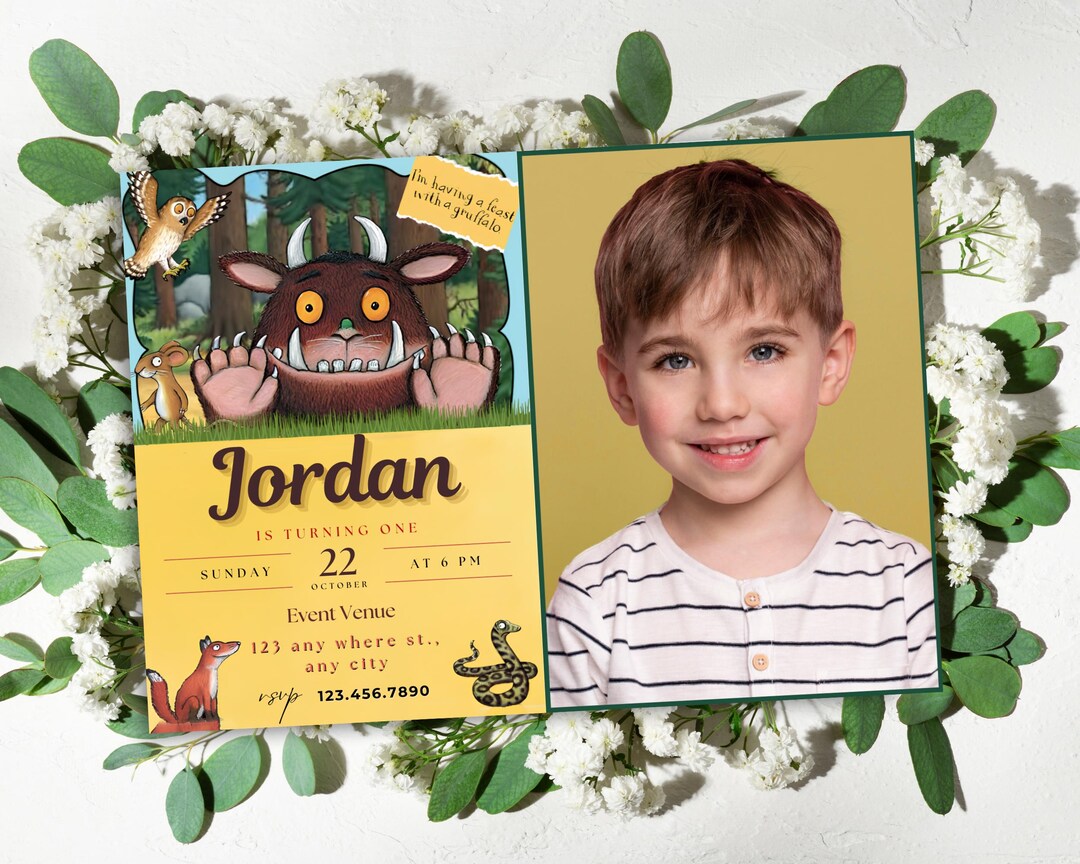 Gruffalo Photo Invitation Printable Gruffalo Birthday Invitation With ...
