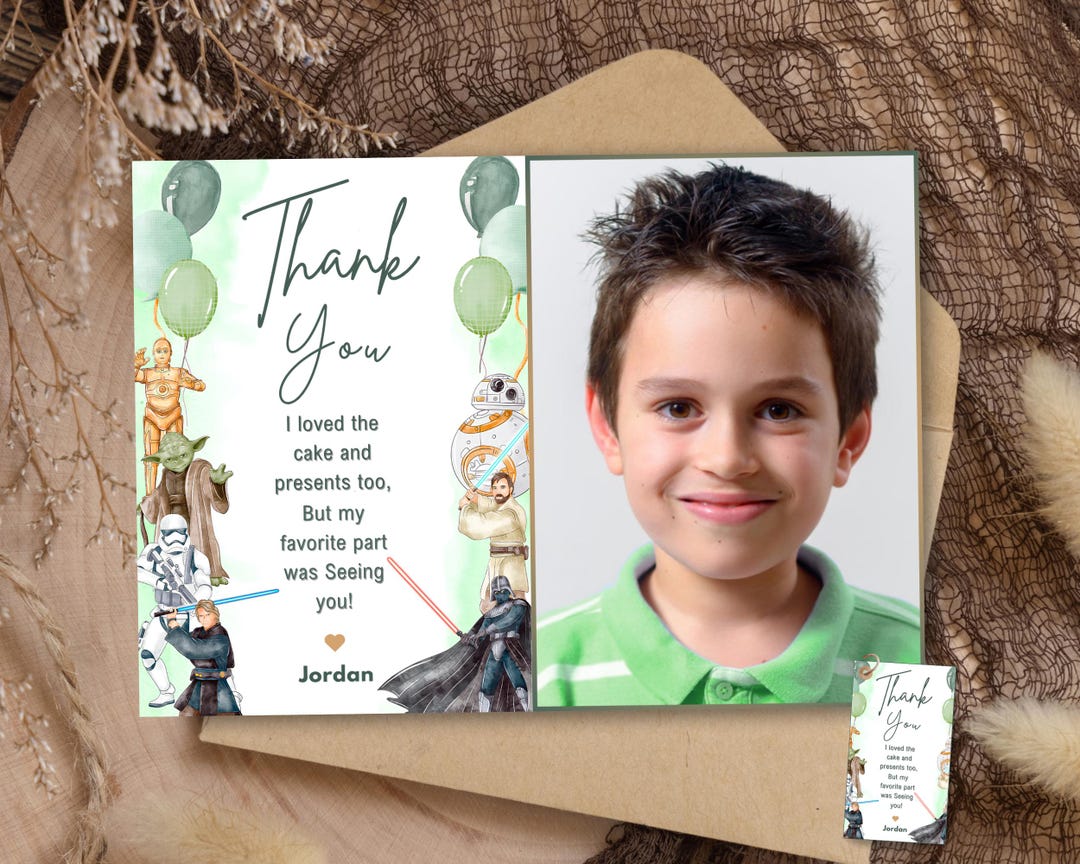 Star Wars Thank You Card Star Wars Birthday Thank You Note Star Wars ...