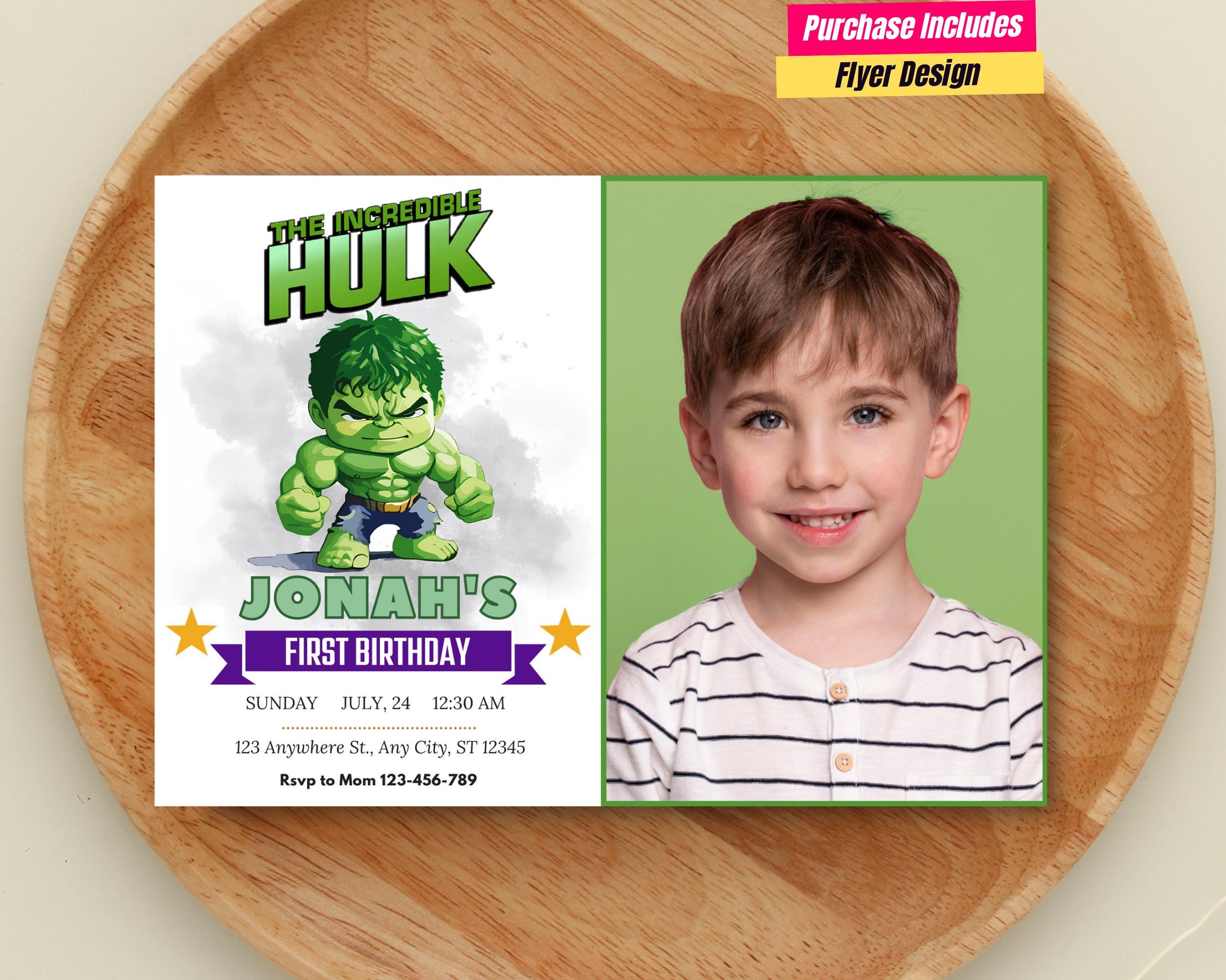 Editable Hulk Birthday Invitation With Photo the Incredible Hulk ...