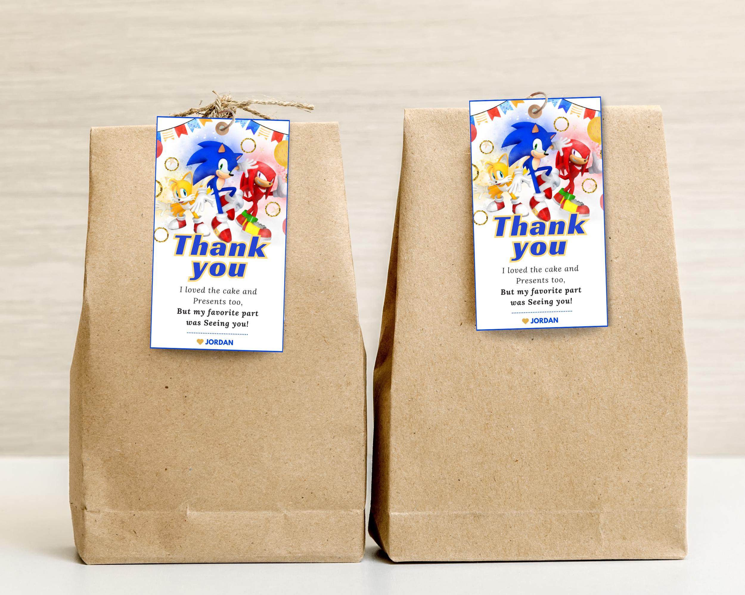 Sonic Themed Thank You Party Card Sonic Inspired Thank You Tags Blue ...
