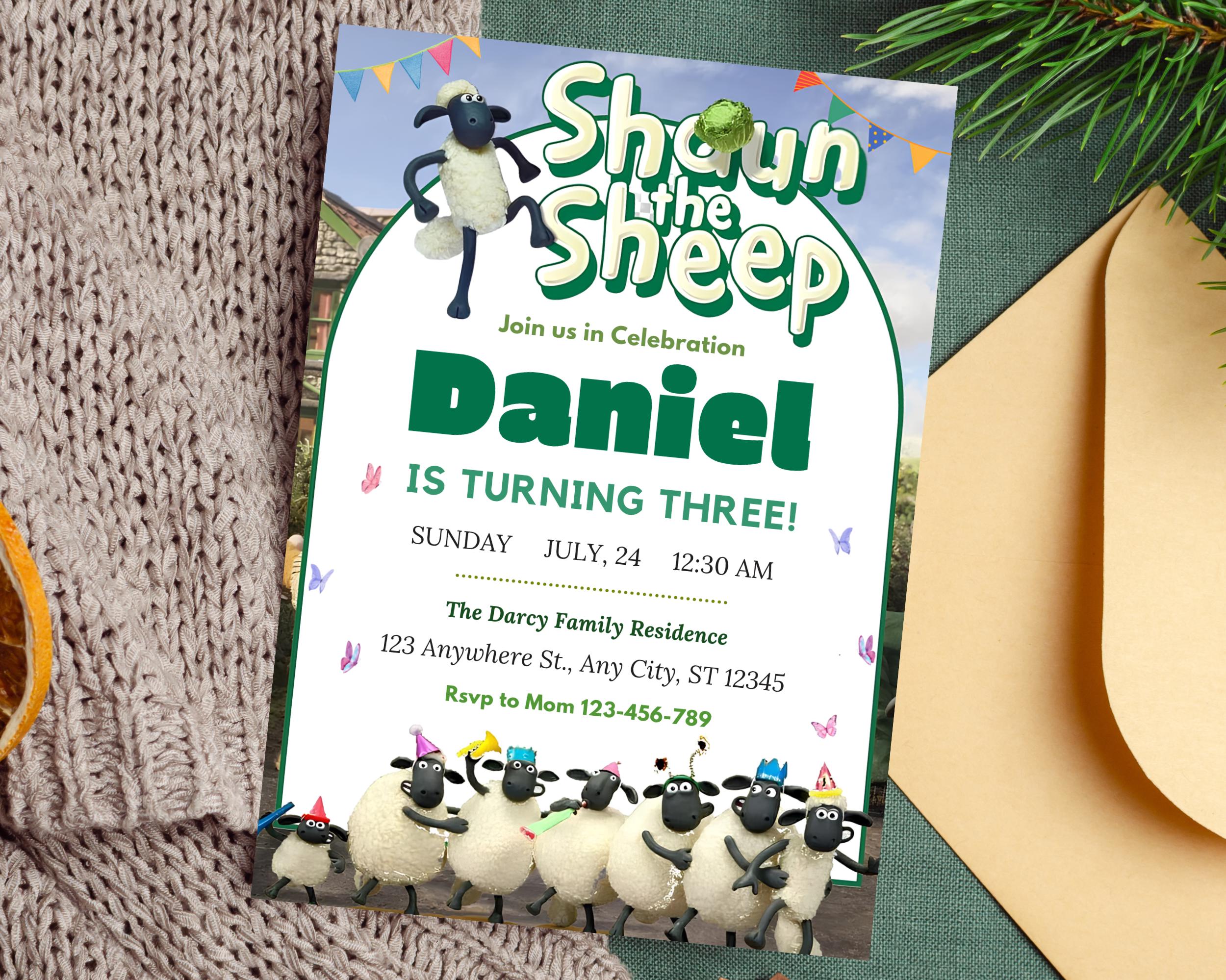 Shaun the Sheep Kids Birthday Invite, Editable Party Invitation Shaun ...