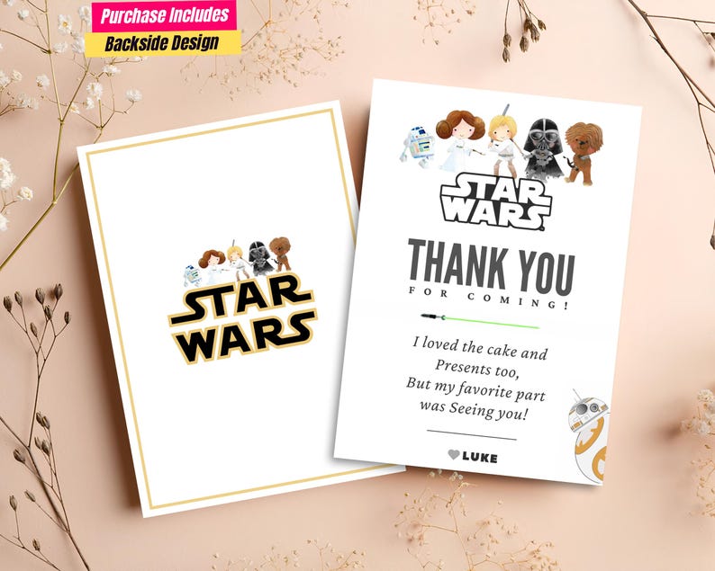 Star Wars Thank You Tag Star Wars Birthday Thank You Tag Star Wars ...