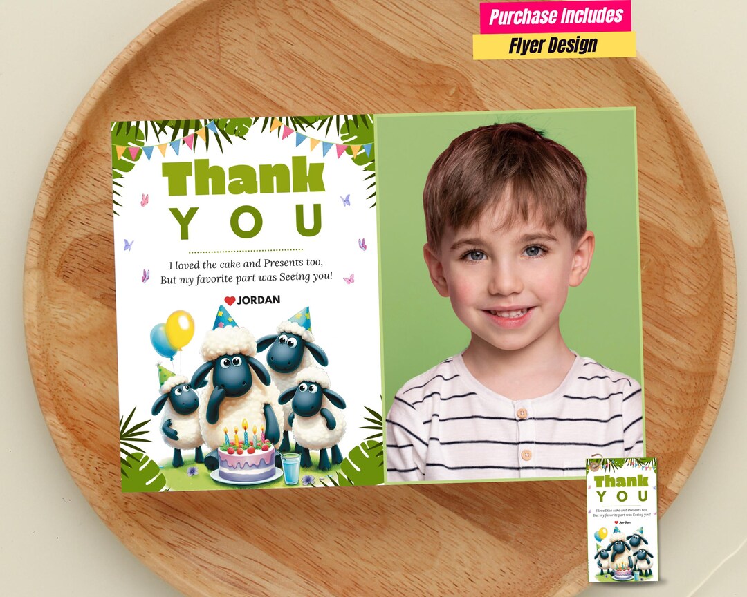 Shaun the Sheep Thank You Photo Card Shaun the Sheep Themed Photo ...