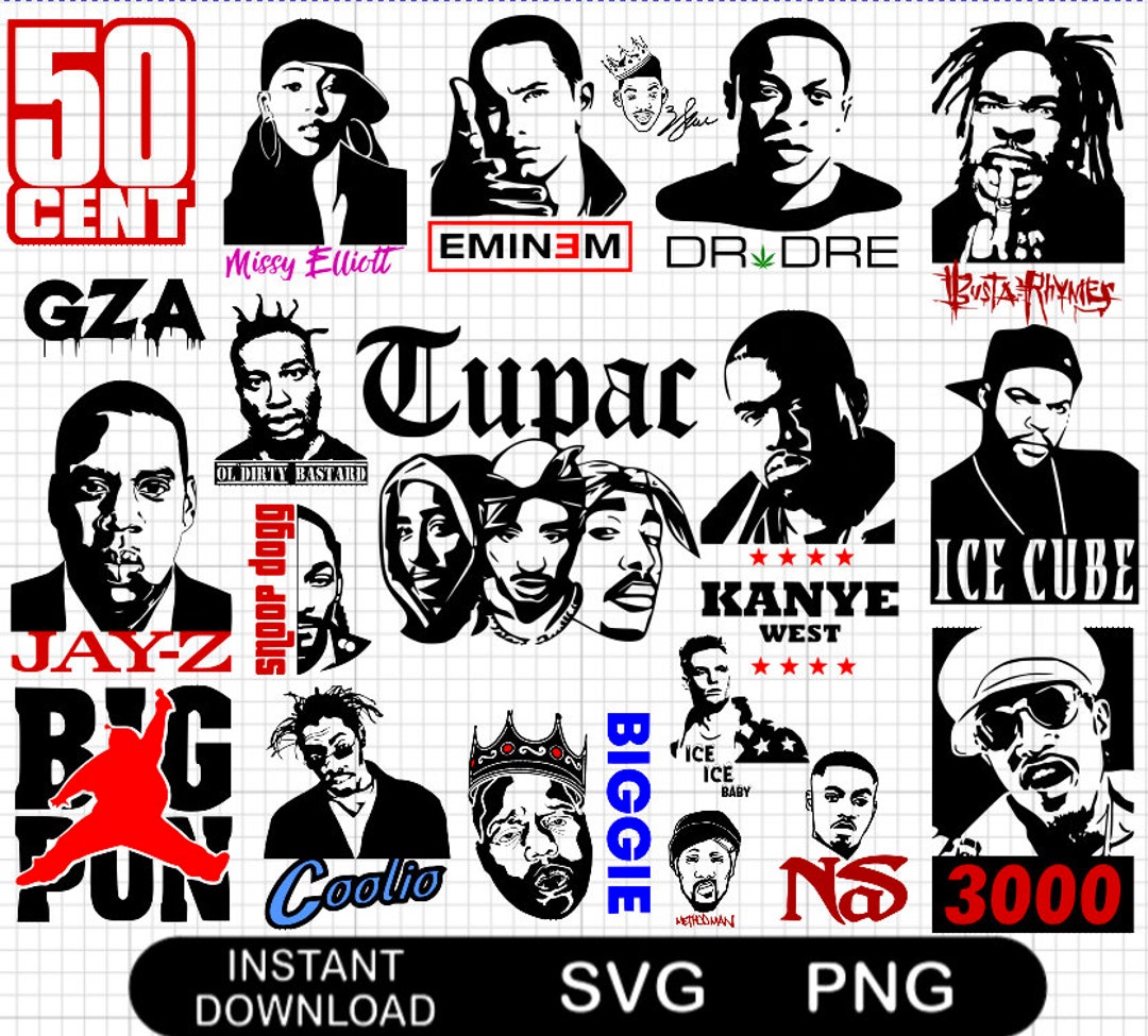 New 90s Rap Artist Bundle Instant Download / Bags Decals Stickers/ Svg ...