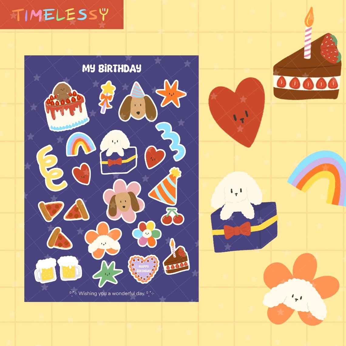 Cute Stickers, Birthday Party, Printable Stickers Png, Stickers Sheet ...