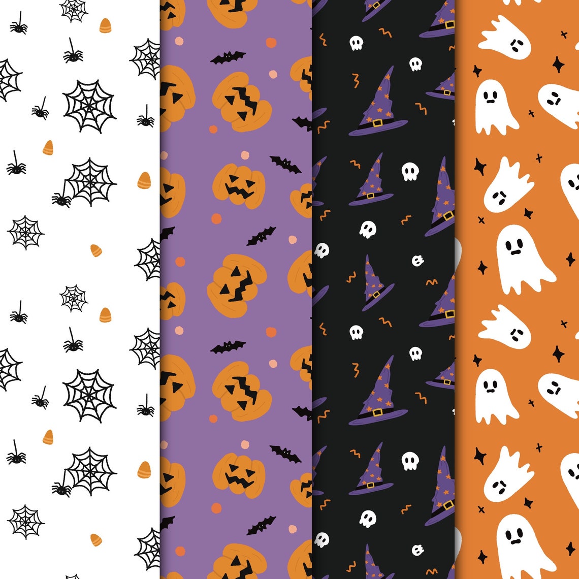 Printable Halloween Patterns Papers, Seamless Patterns, Pumpkin ...