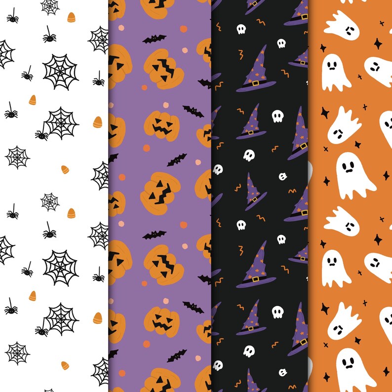 Printable Halloween Patterns Papers, Seamless Patterns, Pumpkin ...