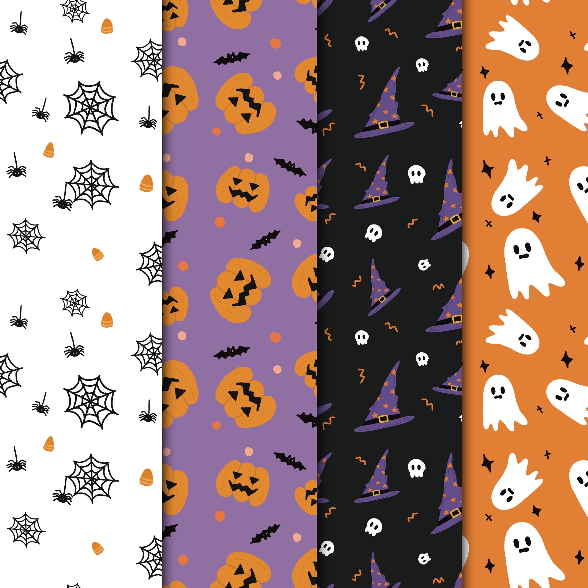 Printable Halloween Patterns Papers, Seamless Patterns, Pumpkin ...