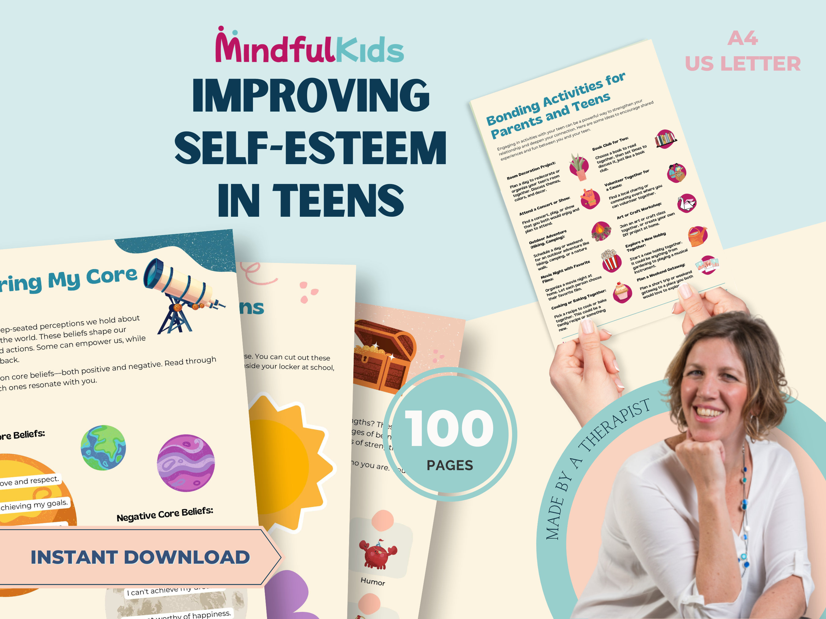 Printable Self-esteem Worksheet Pack for Teens Coping Skills Bundle for ...