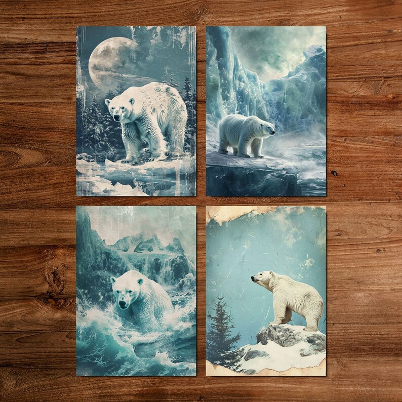 Polar Bear Junk Journal: Vintage Antarctic Scrapbook Pages (digital ...