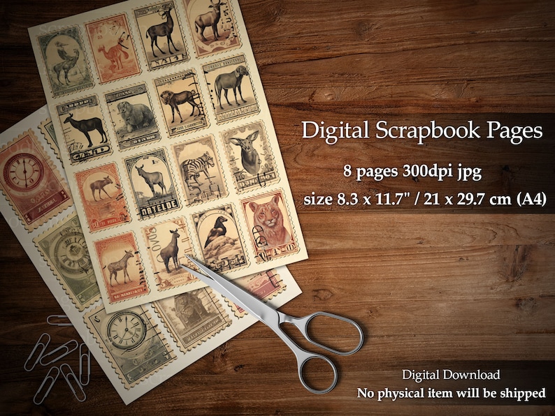 Vintage Postage Stamps, Printable Old Postal Stamps Ephemera, Junk Journal Digital Kit, Digital ...