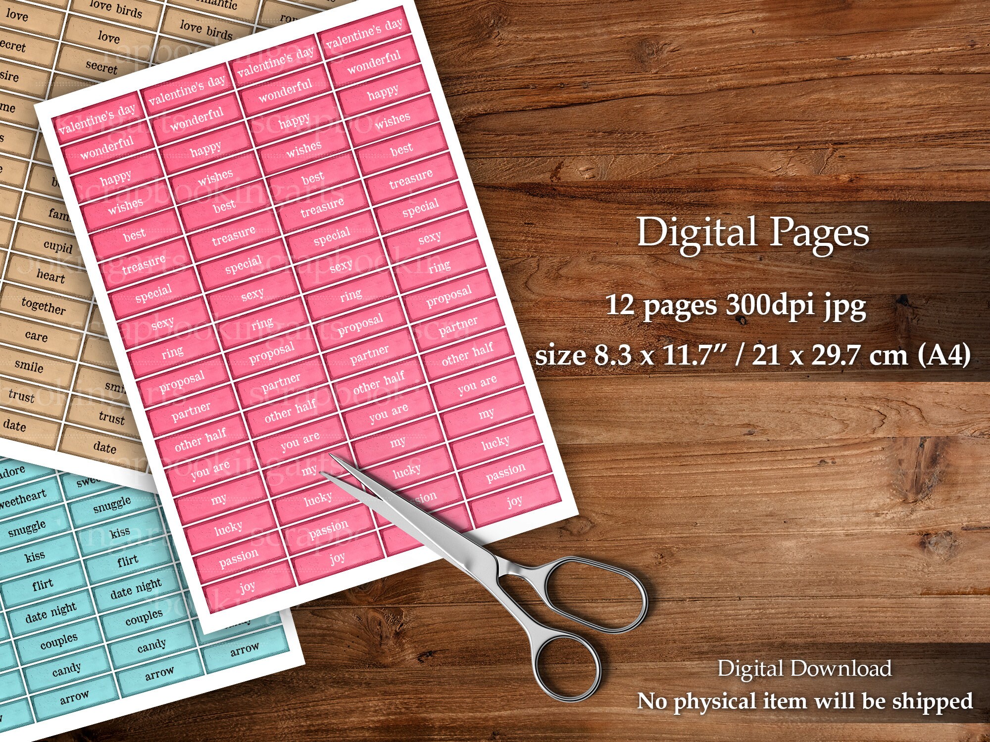 Valentine Words, Junk Journal, Valentines Day, Journal Words, Digital ...